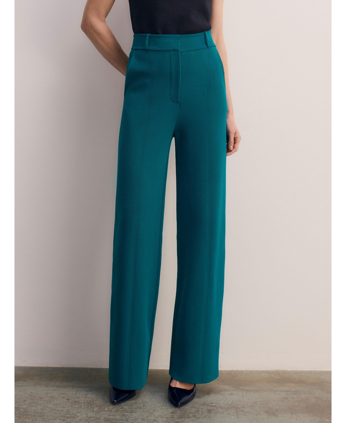 Click here for The Fold Womens Liora Sculpt Knit Pants - Blue prices