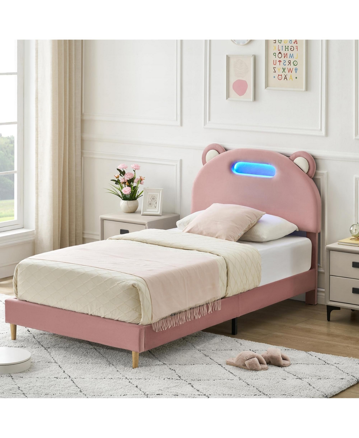 Click here for gaomon Twin Upholstered Bed Frame with Led Headboa... prices