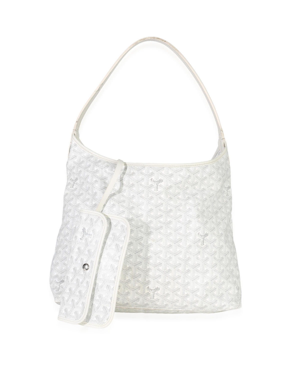 Click here for Pre-Owned Goyard White Goyardine Canvas Boheme Hob... prices