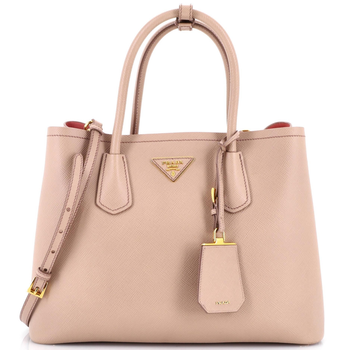Click here for Pre-Owned Prada Medium Cuir Double Tote Saffiano L... prices
