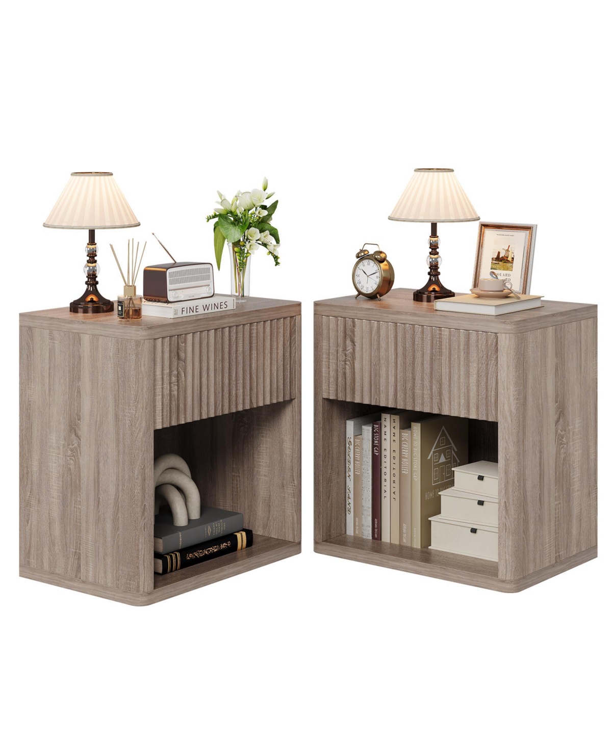 Click here for homfan Set of 2 Minimalist Nightstands with Drawer... prices