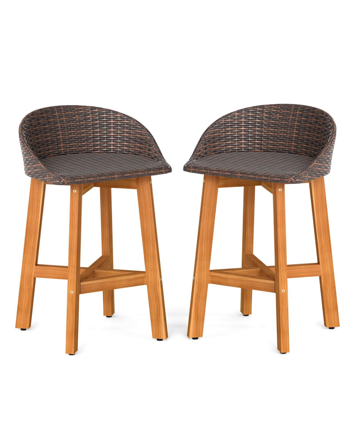 Click here for Costway Outdoor Faux Rattan Bar Chairs Solid Acaci... prices