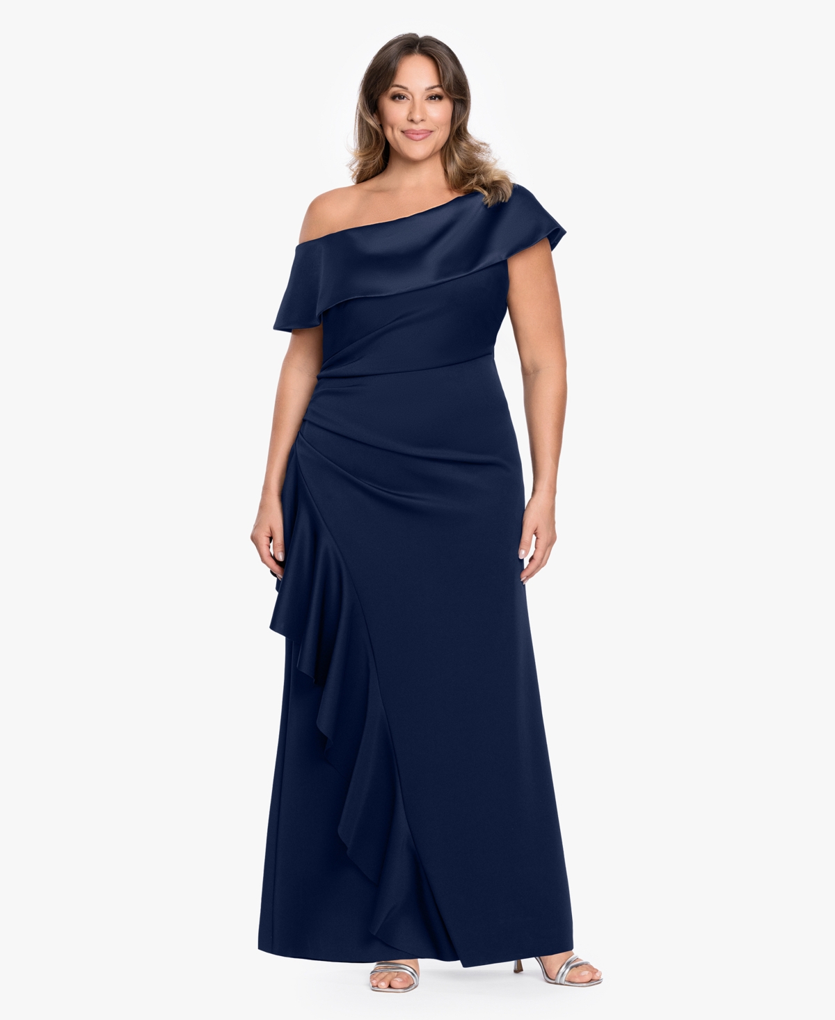 Click here for Betsy & Adam Plus Size Asymmetrical Off-The-Should... prices
