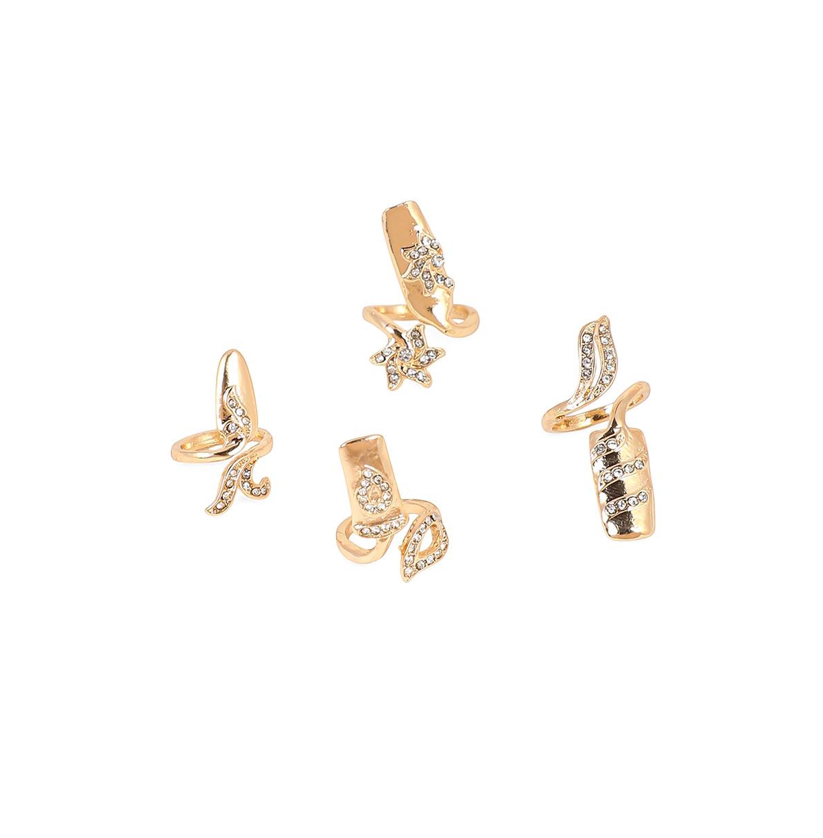Click here for Sohi Womens The Botanic Nail Rings - Set Of 4 - Go... prices