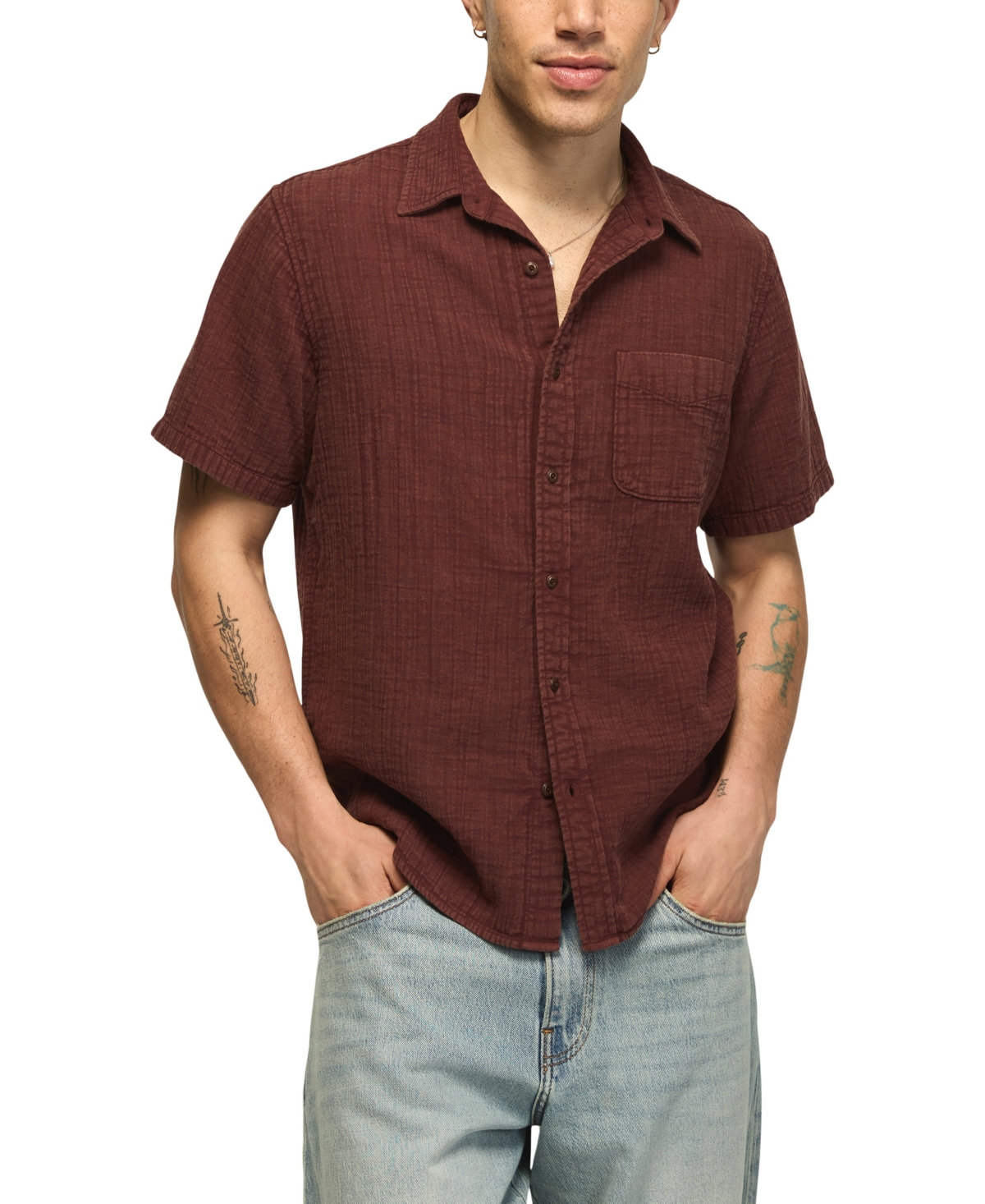 Click here for Lucky Brand Mens Double Gauze Short-Sleeve Shirt -... prices