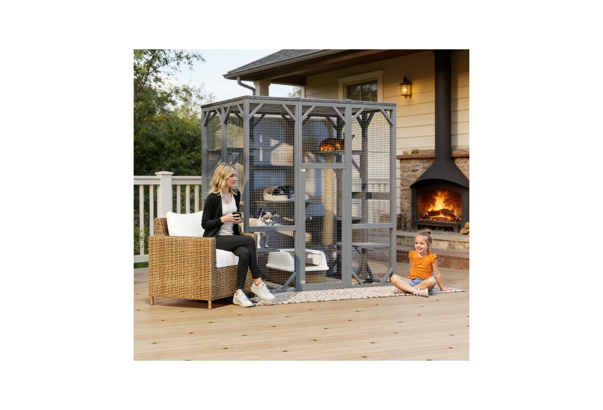 Click here for Zeus & Ruta Outdoor Cat Enclosure with 71 Inch Lar... prices