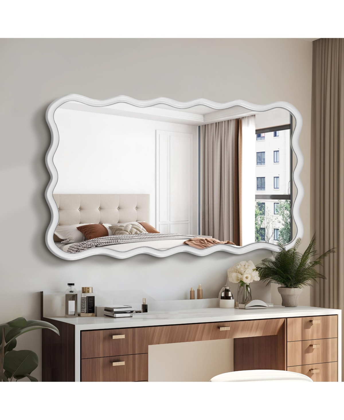 Click here for Rainsken Wavy Rectangle Mirror  40 x 28 Wall Mount... prices