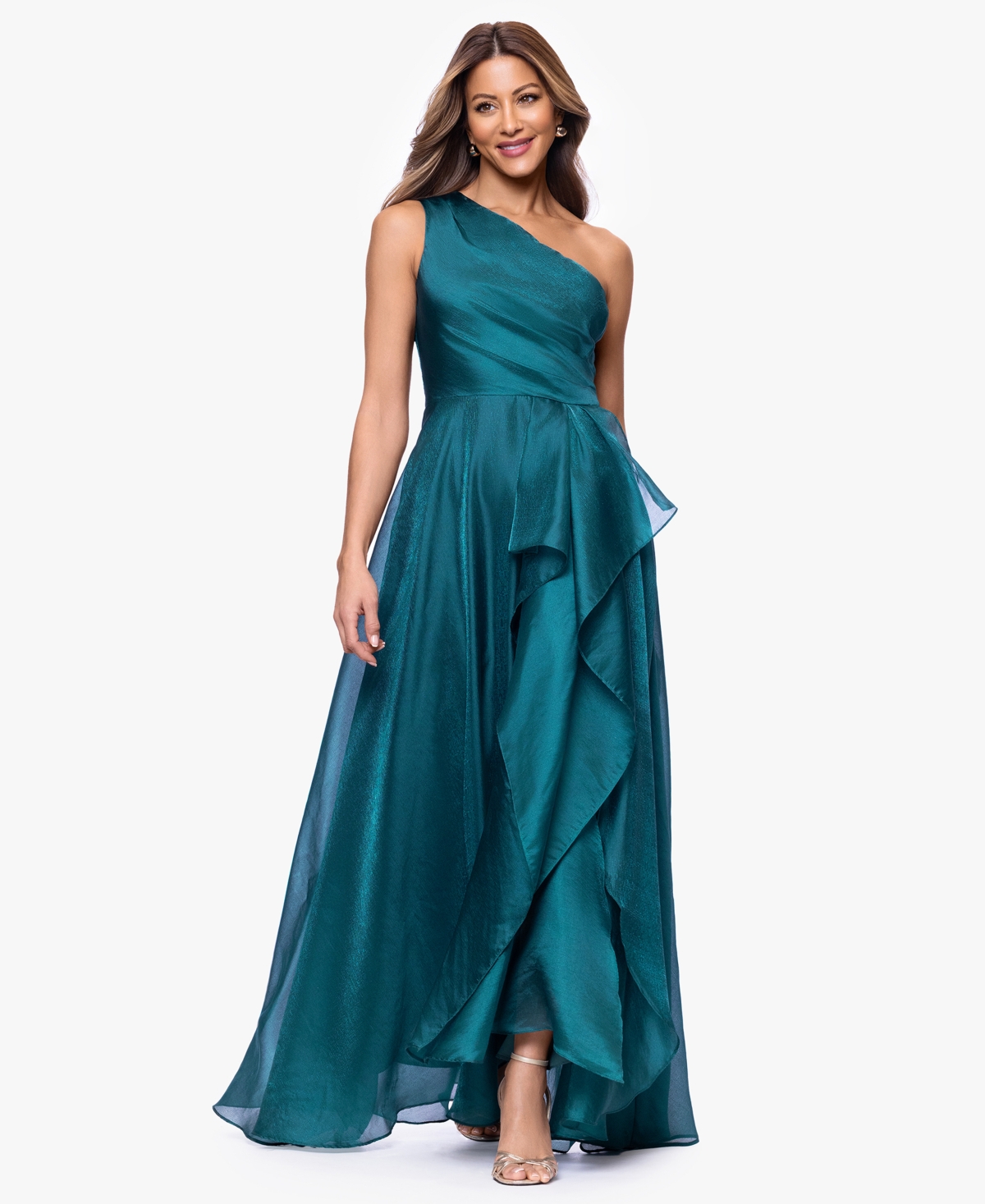Click here for Xscape Petite One Shoulder A-Line Long Dress - Neo... prices