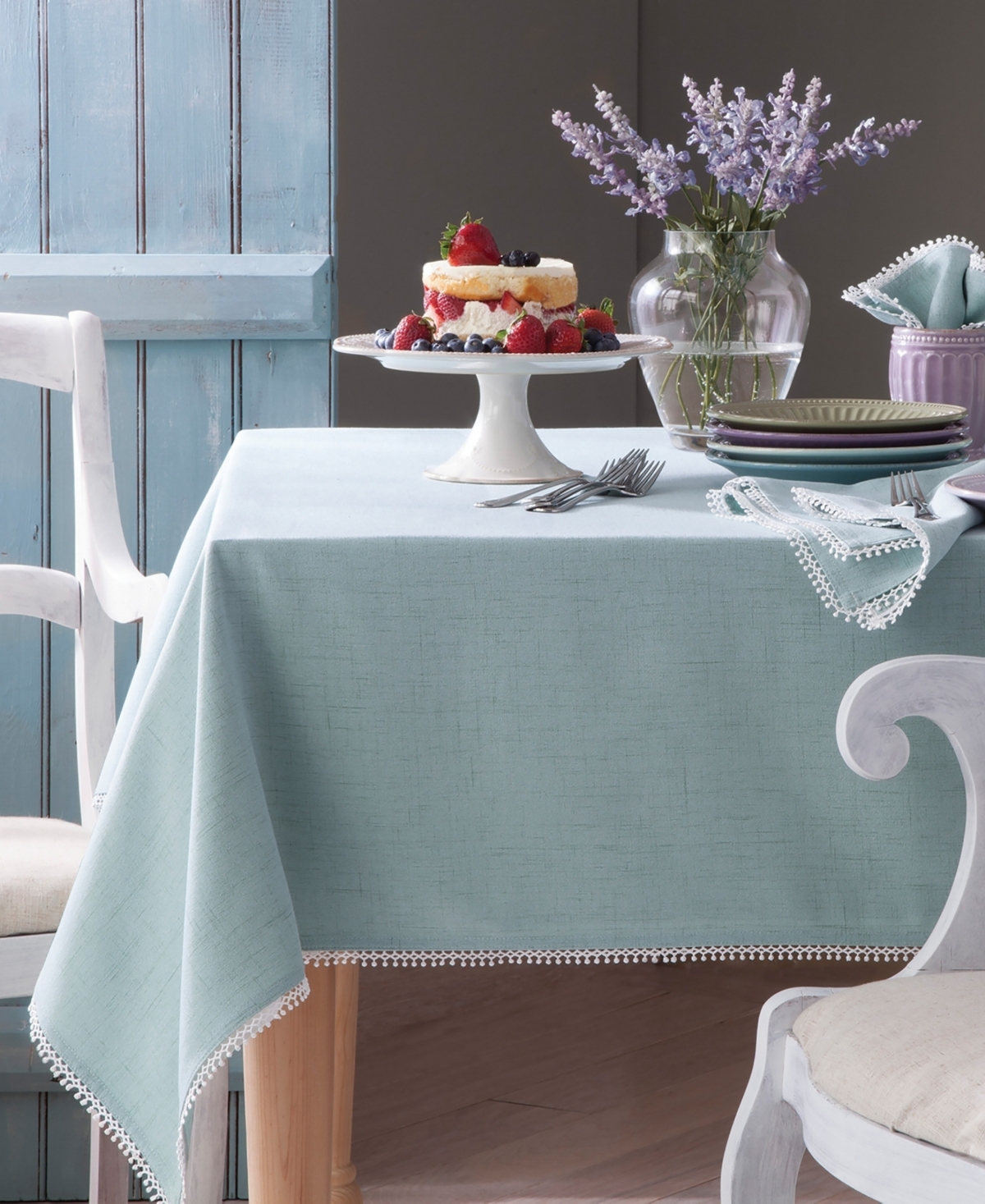 Click here for Lenox French Perle Solid Tablecloth  52 x 70 - Blu... prices