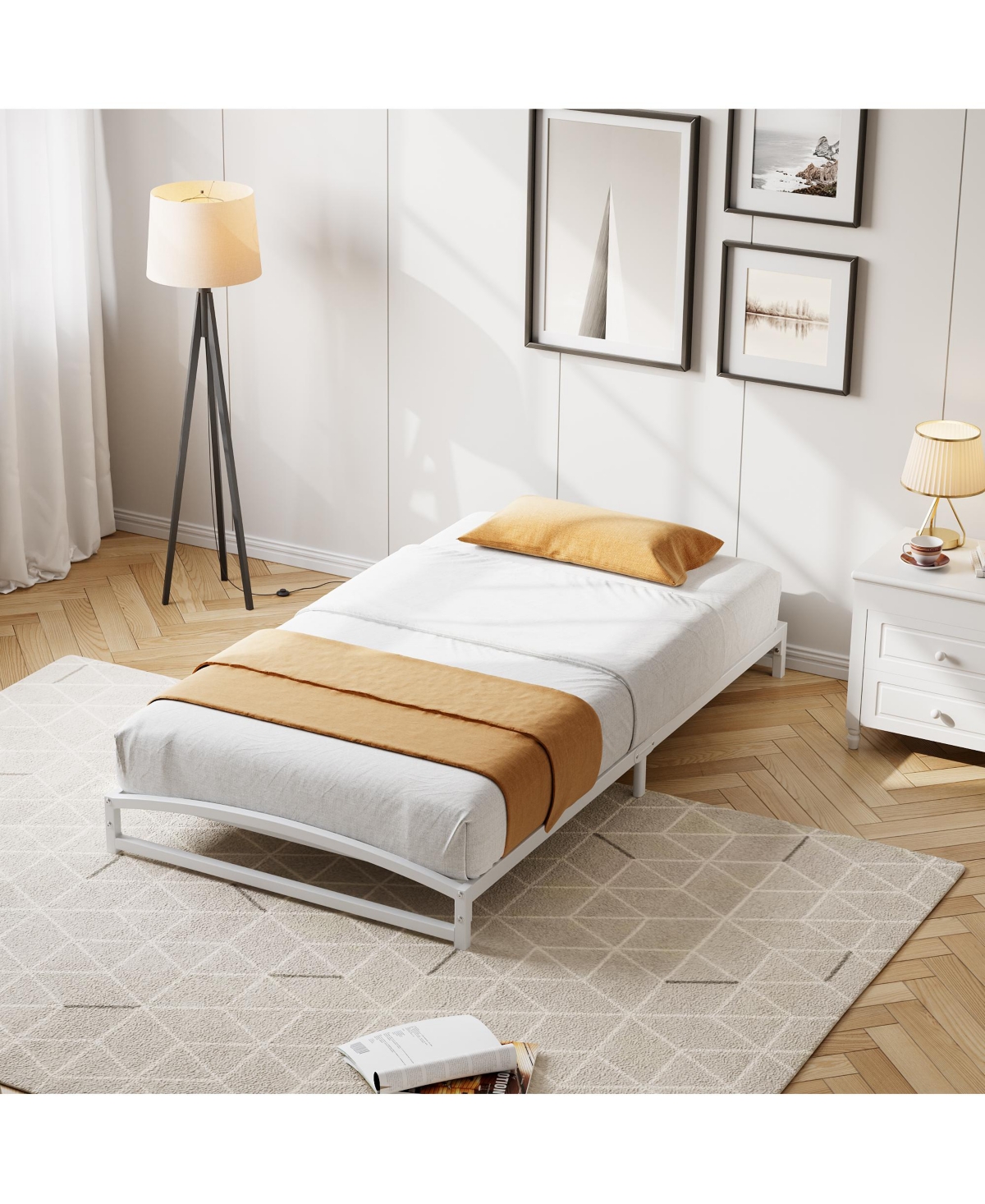 Click here for homfan Metal Platform Bed Frame with Arch Headboar... prices