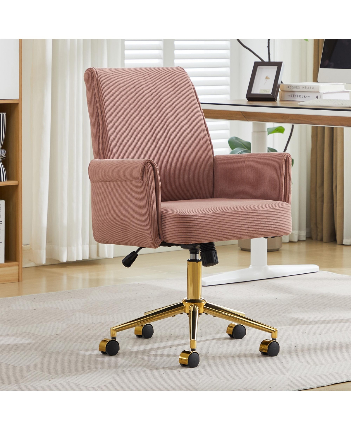 Click here for flynama Striped Mid-Back Office Chair Gold Base Er... prices