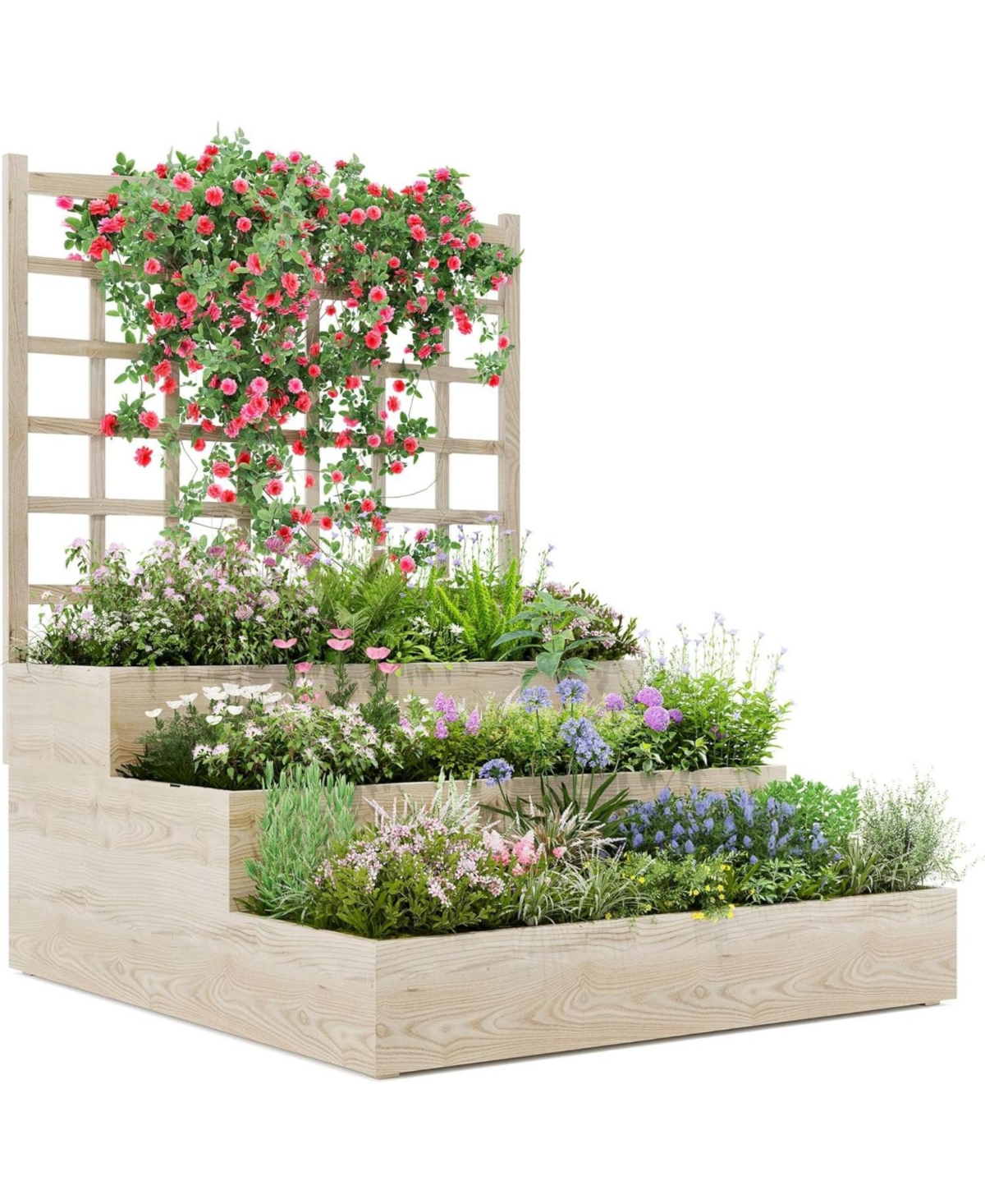 Click here for Xo 3-Tier Wooden Raised Garden Bed with Trellis  V... prices