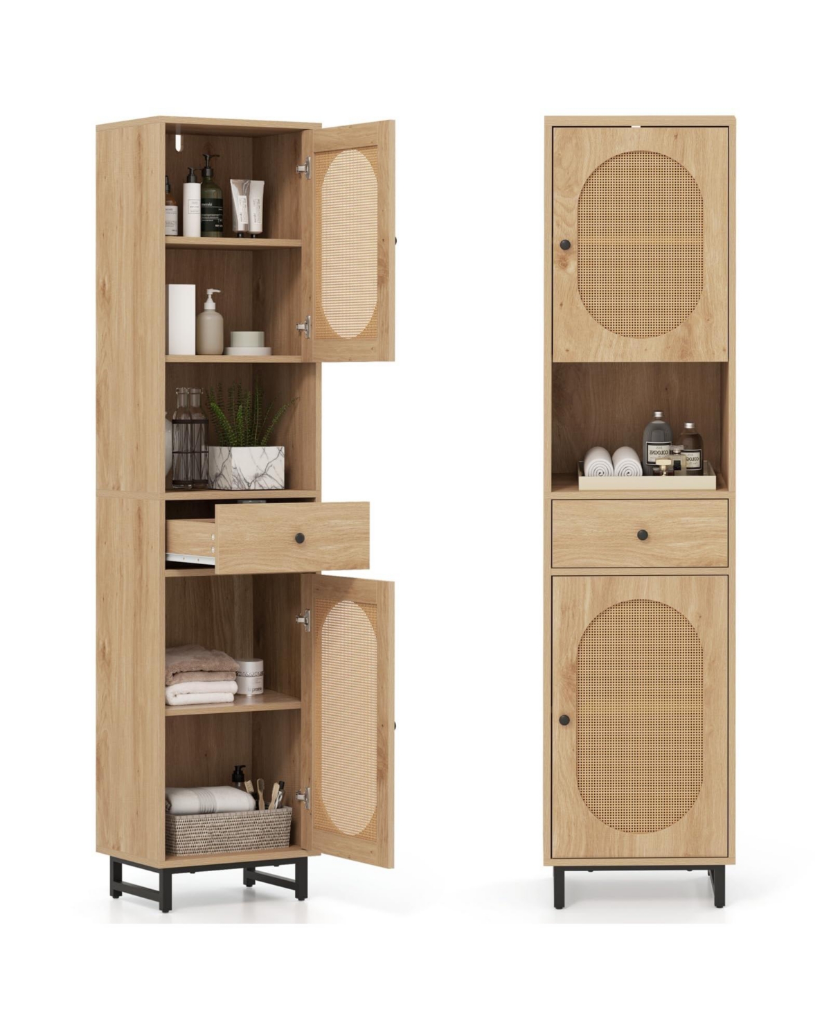 Click here for Volenca 67 Inch Tall Bathroom Cabinet Pe Rattan Fl... prices