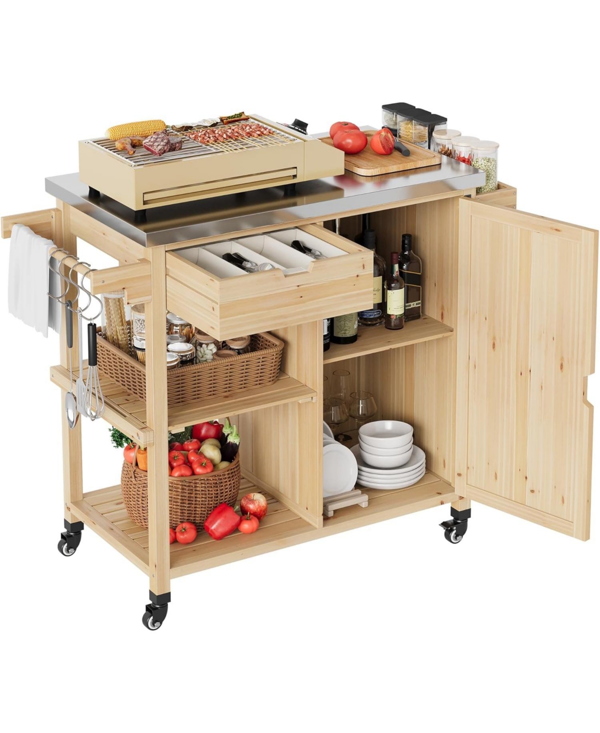 Click here for Xo Outdoor Grill Cart with Wheels  Solid Wood Bbq... prices