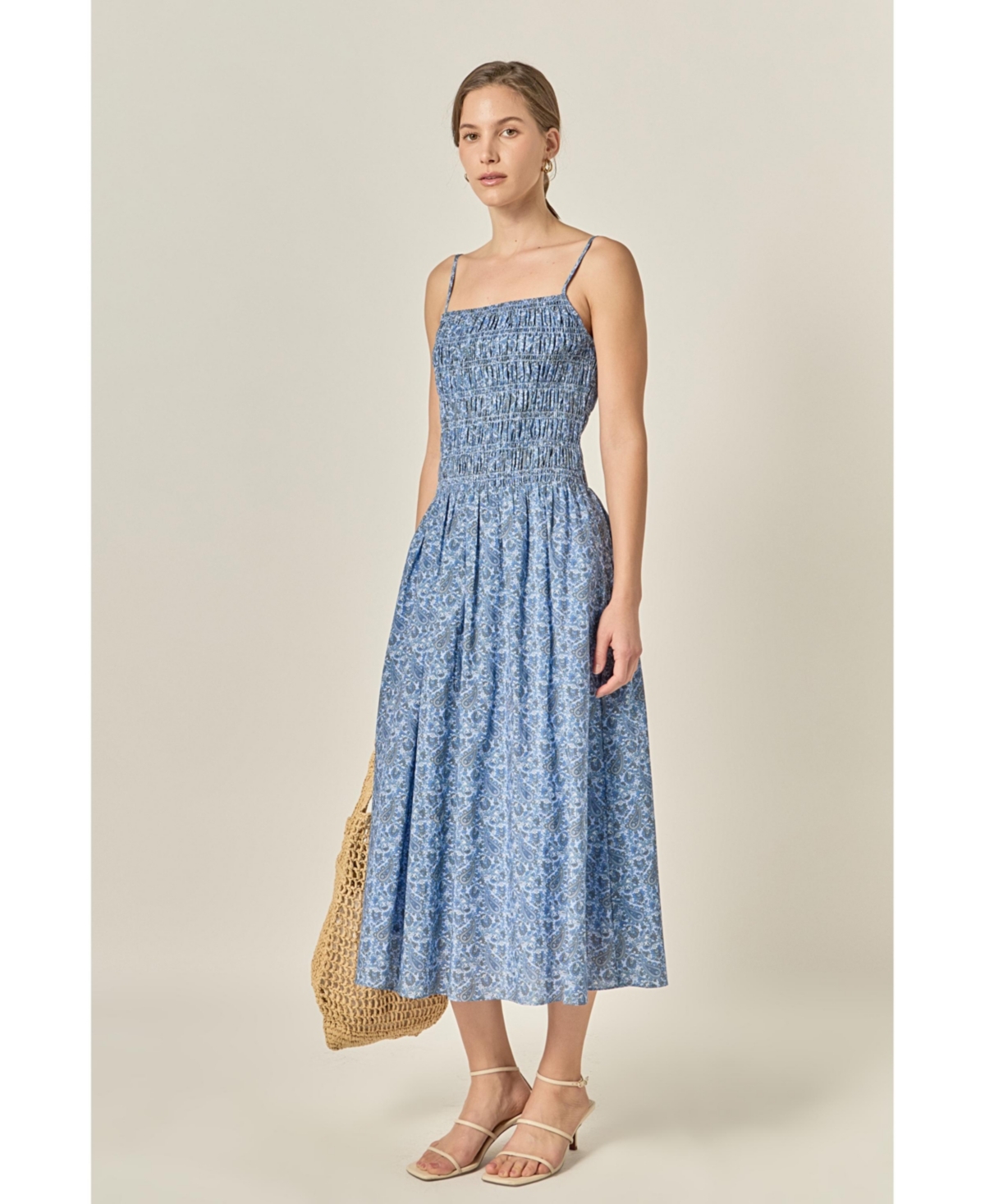 Click here for English Factory Womens Checked Smocked Midi Dress... prices