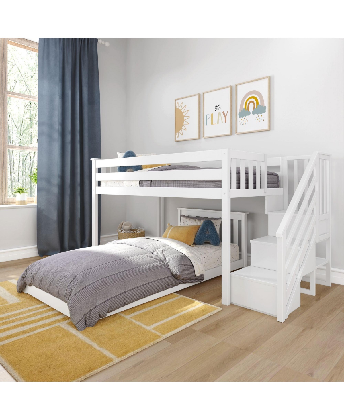 Click here for Max & Lily Twin-Size Low Loft With Stairs  with Cl... prices