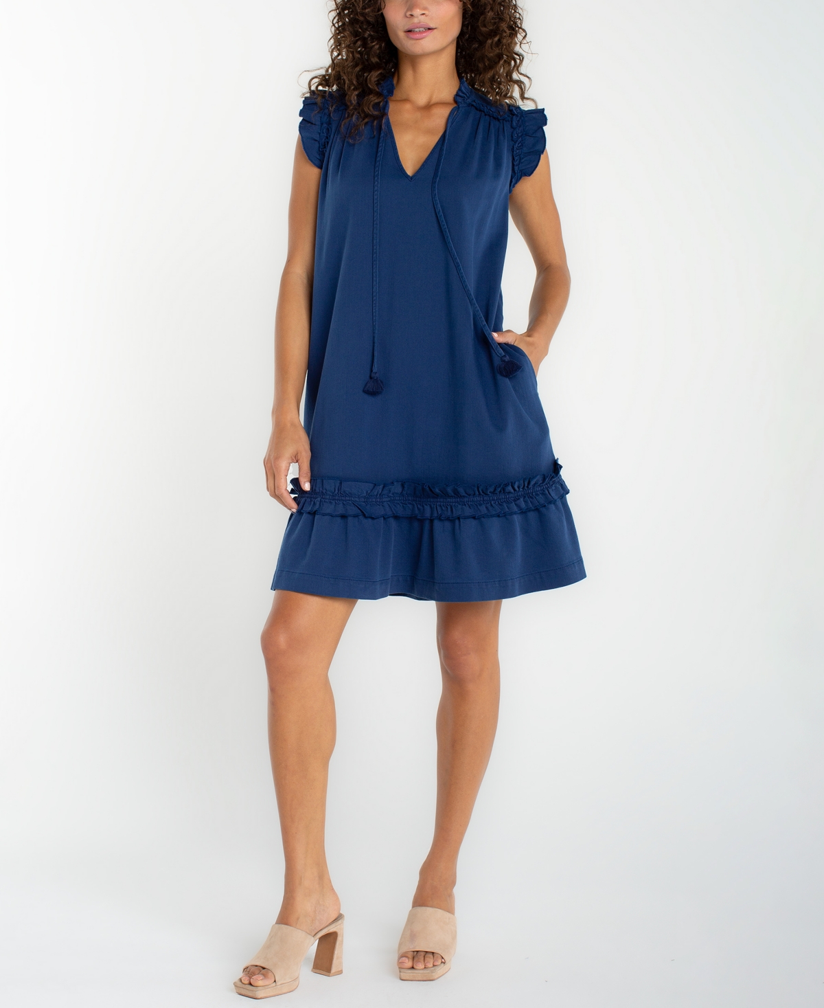 Click here for Liverpool Los Angeles Womens V-Neck Ruffle Trim Mi... prices