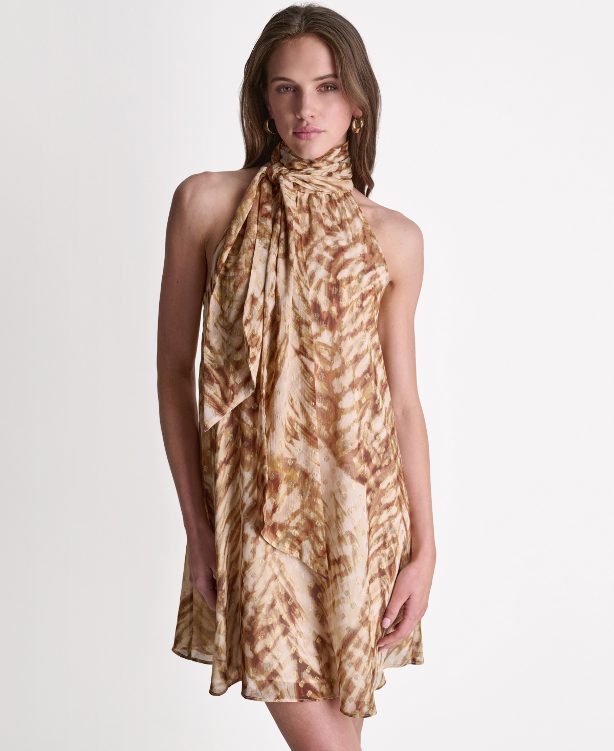 Click here for Bcbg Womens High Halter Neck Scarf Detail Dress -... prices
