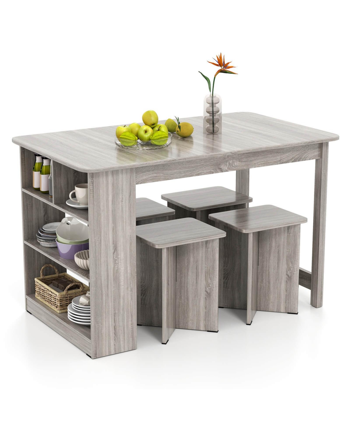 Click here for Costway 5 Piece Dining Table Set with Storage Shel... prices