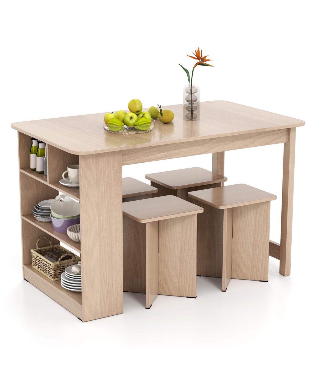 Click here for Costway 5 Piece Dining Table Set with Storage Shel... prices