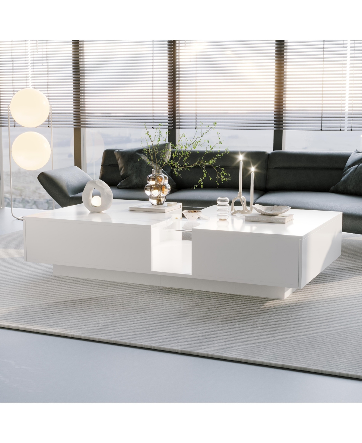 Click here for Homsee Modern 2-Drawer Led Side Table - 55.1x31.5x... prices
