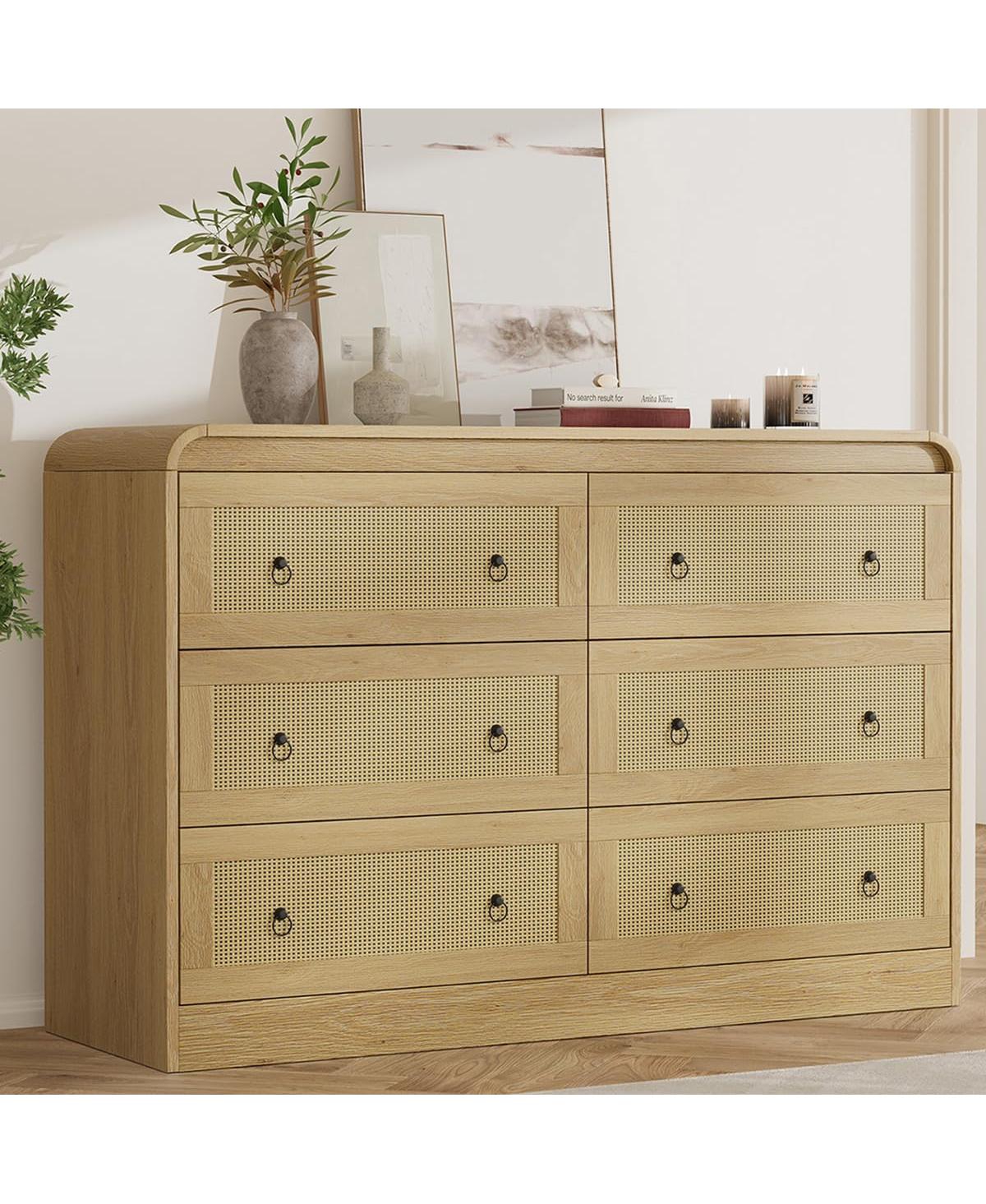 Click here for homfan 46Wide Rattan Dresser 6 Drawer Dresser for... prices