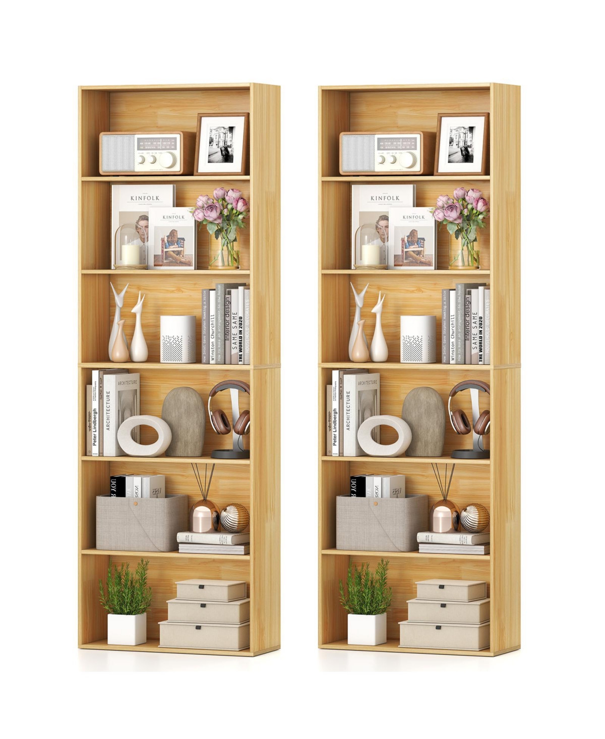 Click here for Gymax 2 pieces 6-Tier Bookshelf with Open Shelves... prices