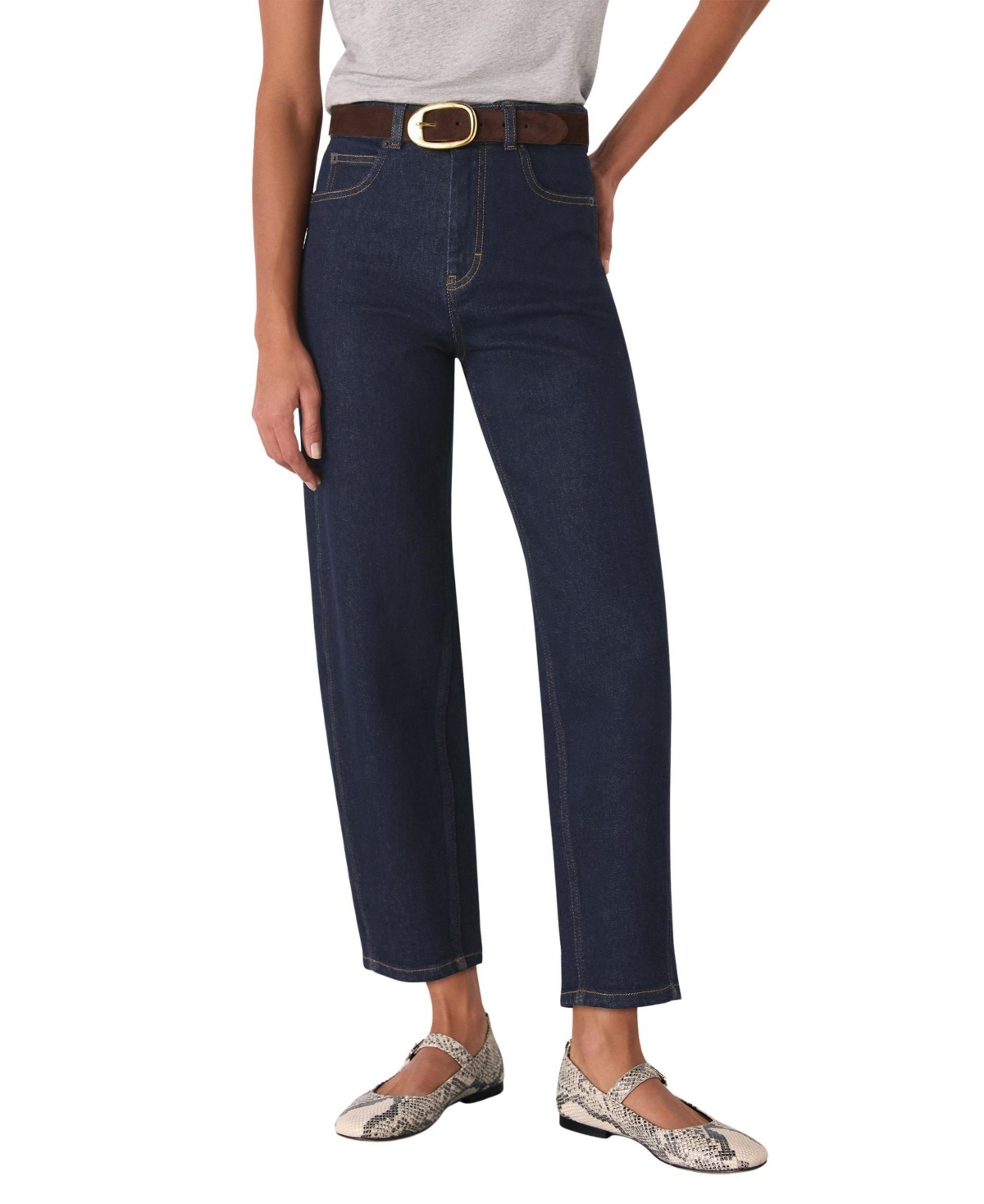 Click here for Whistles Womens Stretch Barrel Leg Jeans - Dark de... prices