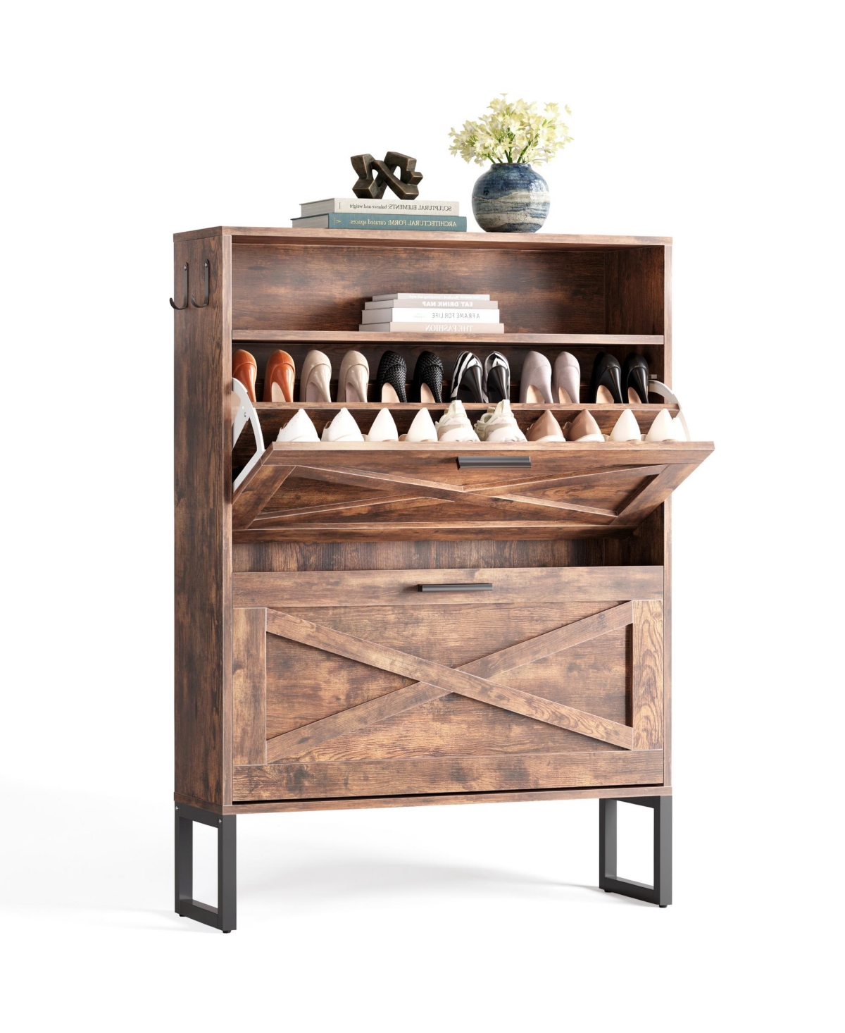 Click here for Farmhouse 2-Tier Flip Drawer Shoe Storage Cabinet... prices