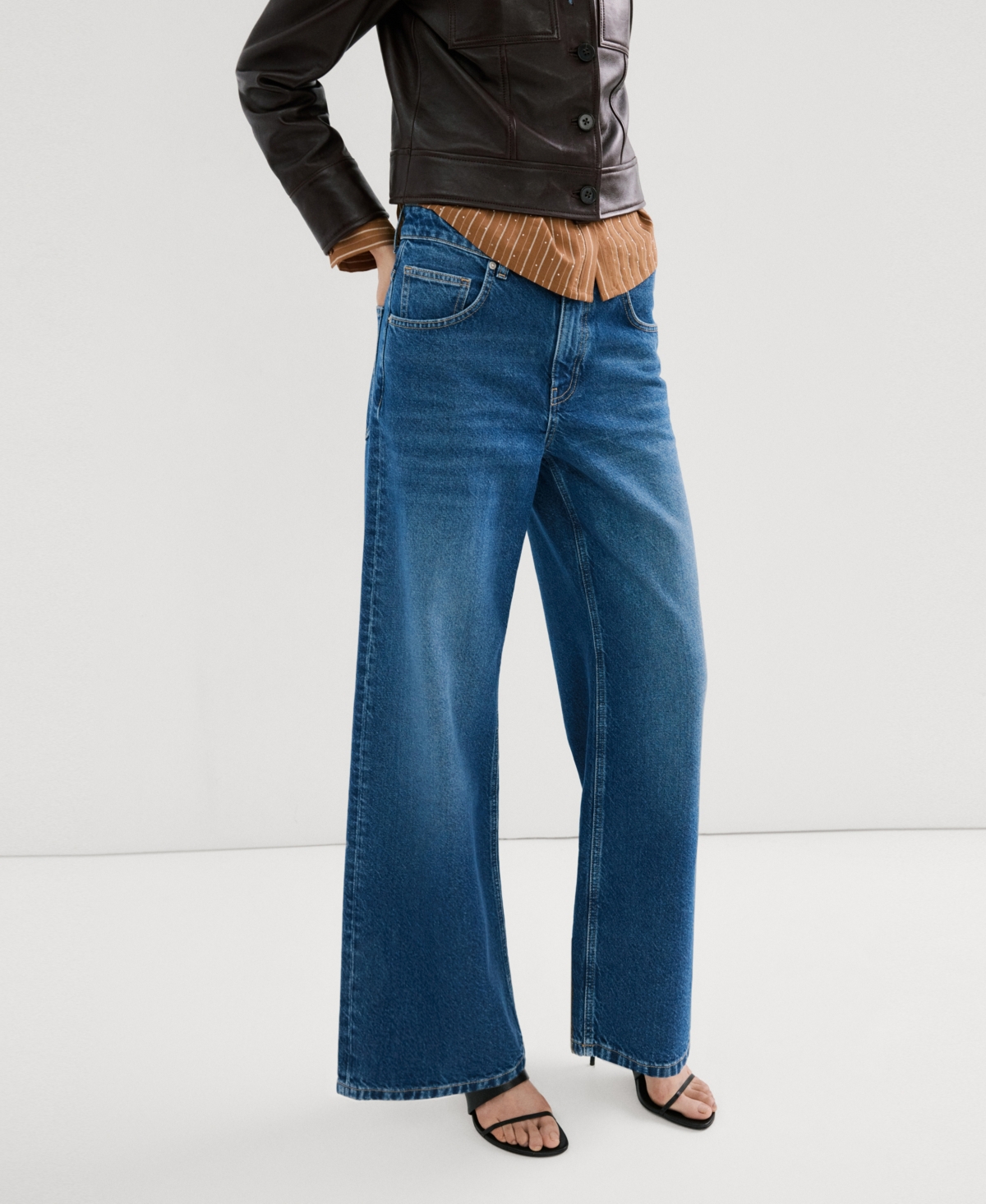 Click here for Mango Womens Mid-Rise Straight Jeans - Dark Blue prices