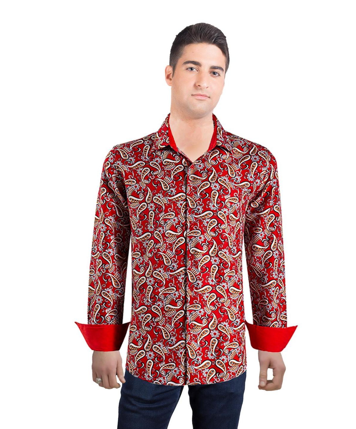 Click here for Elie Balleh Mens Slim Fit Paisley Sport Button-Dow... prices