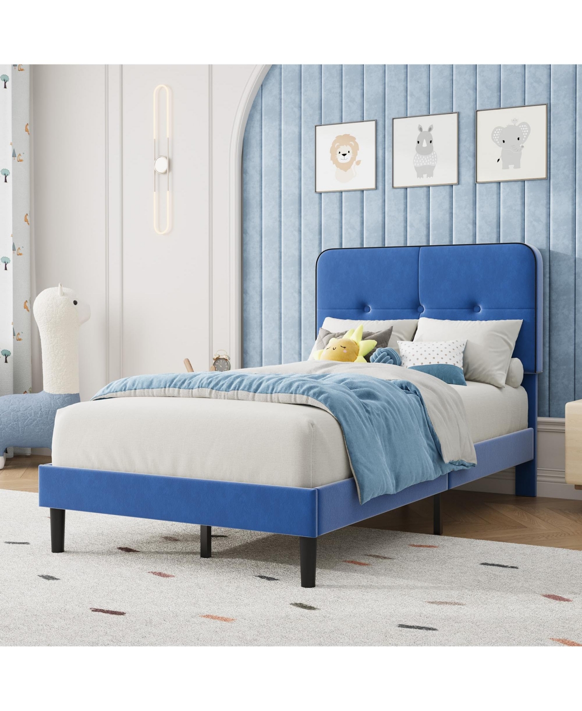 Click here for gaomon Velvet Upholstered Platform Bed  Bed Frame... prices