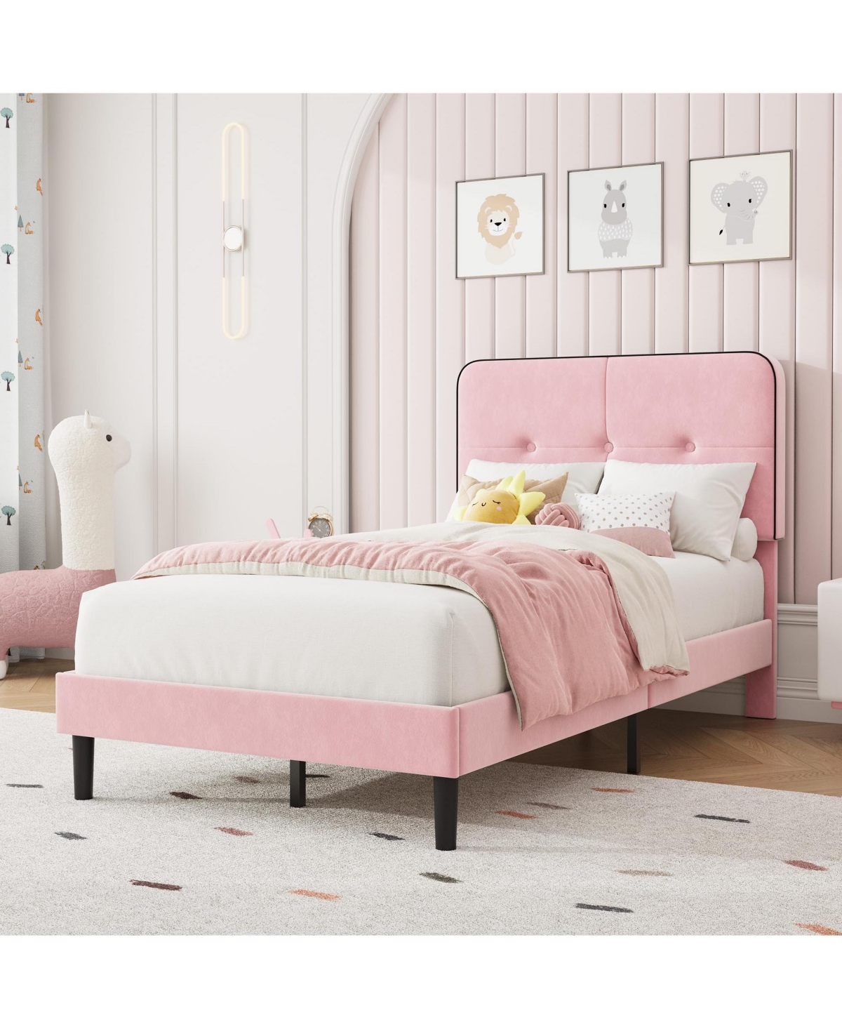 Click here for gaomon Velvet Upholstered Platform Bed  Bed Frame... prices