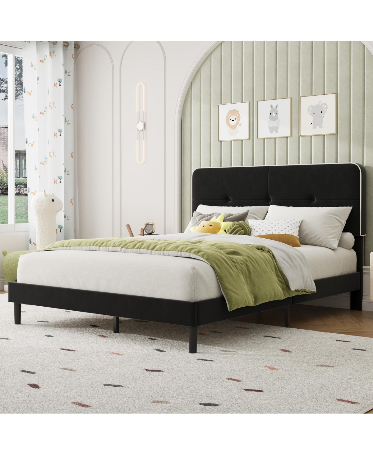 Click here for gaomon Velvet Upholstered Platform Bed  Bed Frame... prices