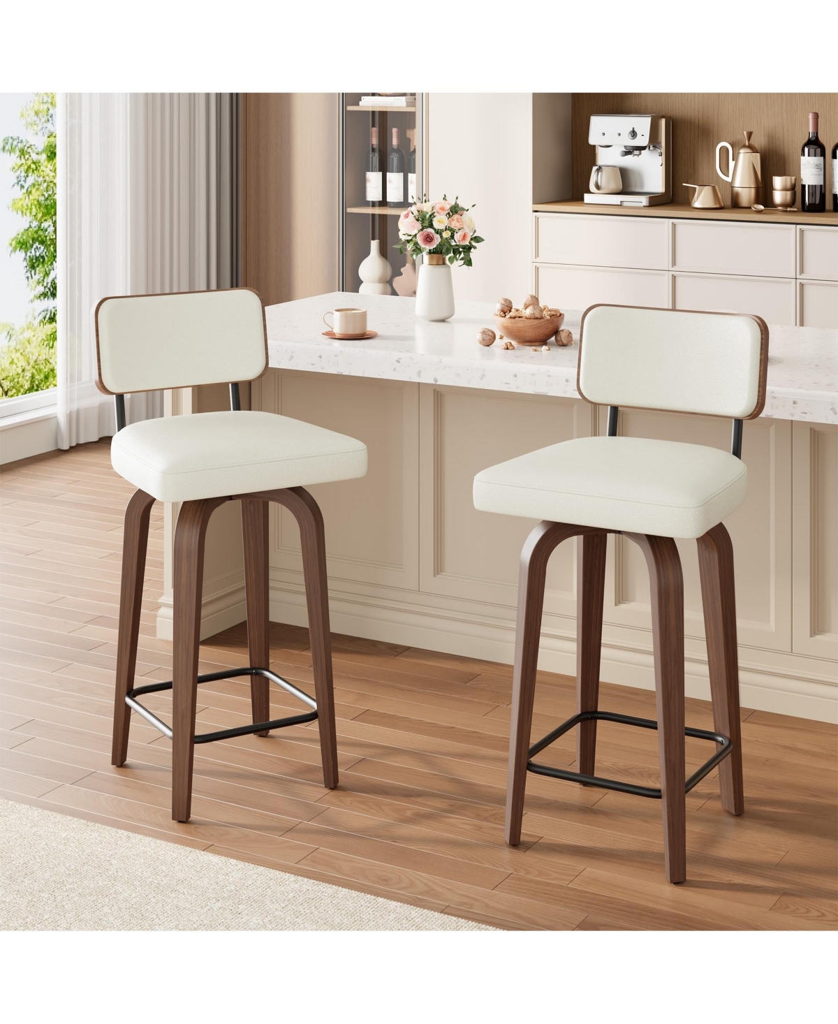Click here for homfan Set of 2 Swivel Counter Height Bar Stools... prices