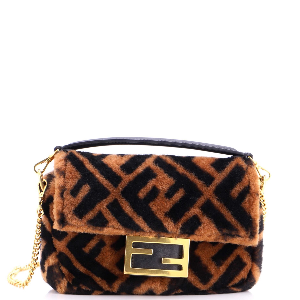Click here for Pre-Owned Fendi Mini Baguette Nm Bag Zucca Shearli... prices