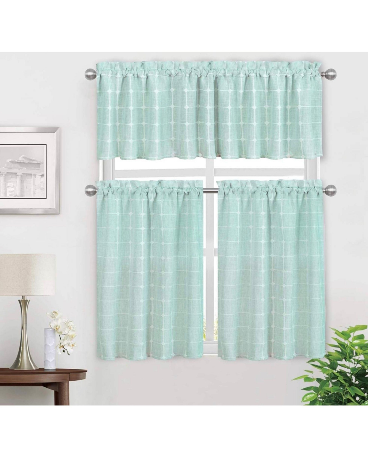Click here for Kate Aurora 3 Piece Claire Embroidered Cafe Rod Po... prices