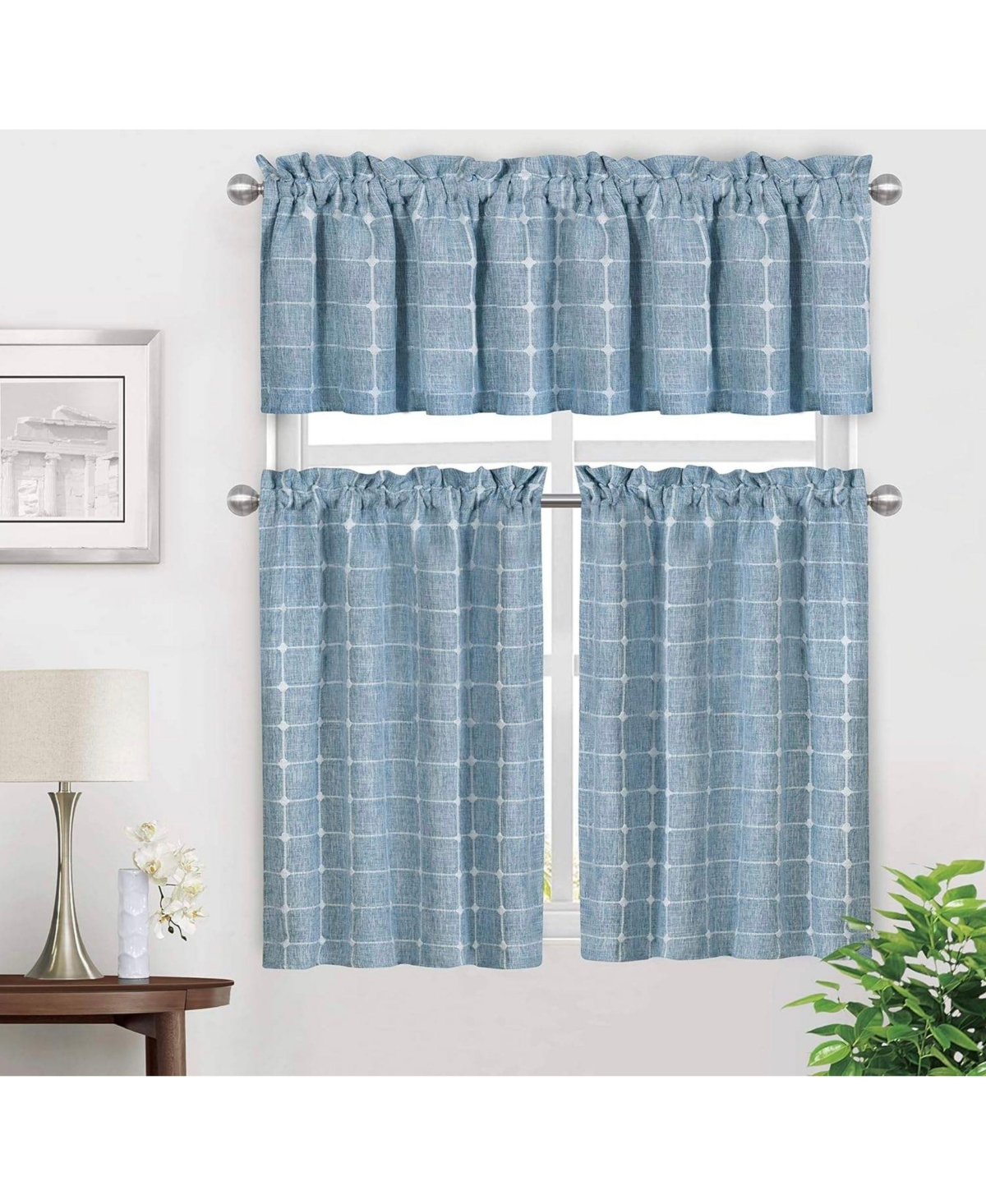 Click here for Kate Aurora 3 Piece Claire Embroidered Cafe Rod Po... prices