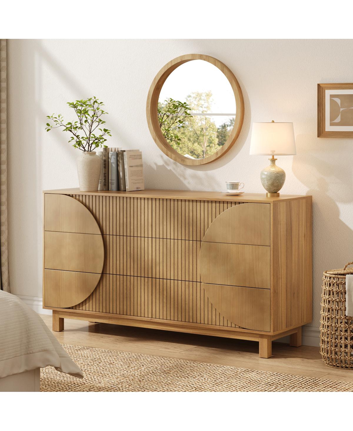 Click here for Streamdale Furniture 6-Drawer Fluted Wood Dresser... prices
