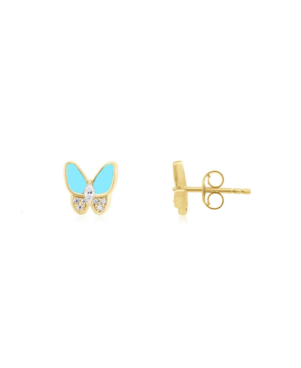 Click here for The Lovery Turquoise Cz Butterfly Stud Earrings 14... prices