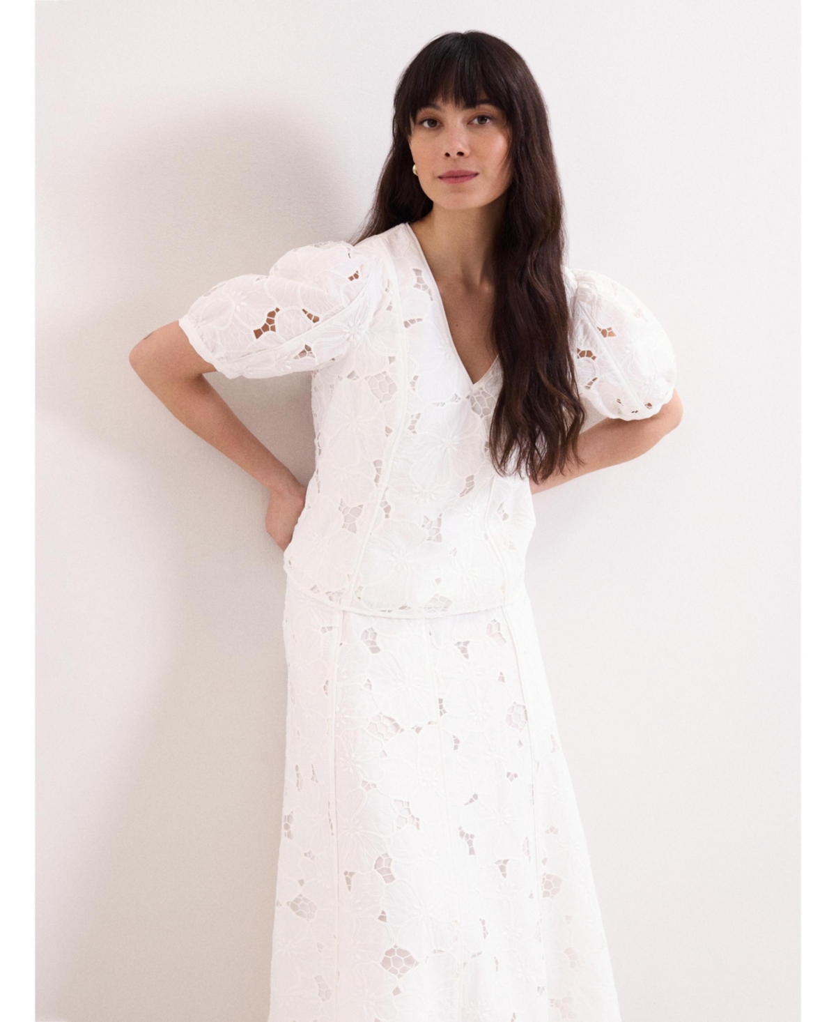 Click here for Phase Eight Womens Marina V-Neck Lace Blouse - Ivo... prices
