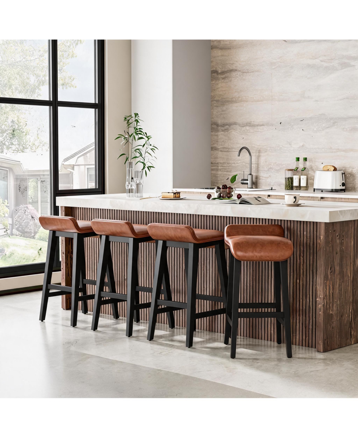 Click here for homfan Set of 2/4 Counter Height Bar Stools  Wood... prices