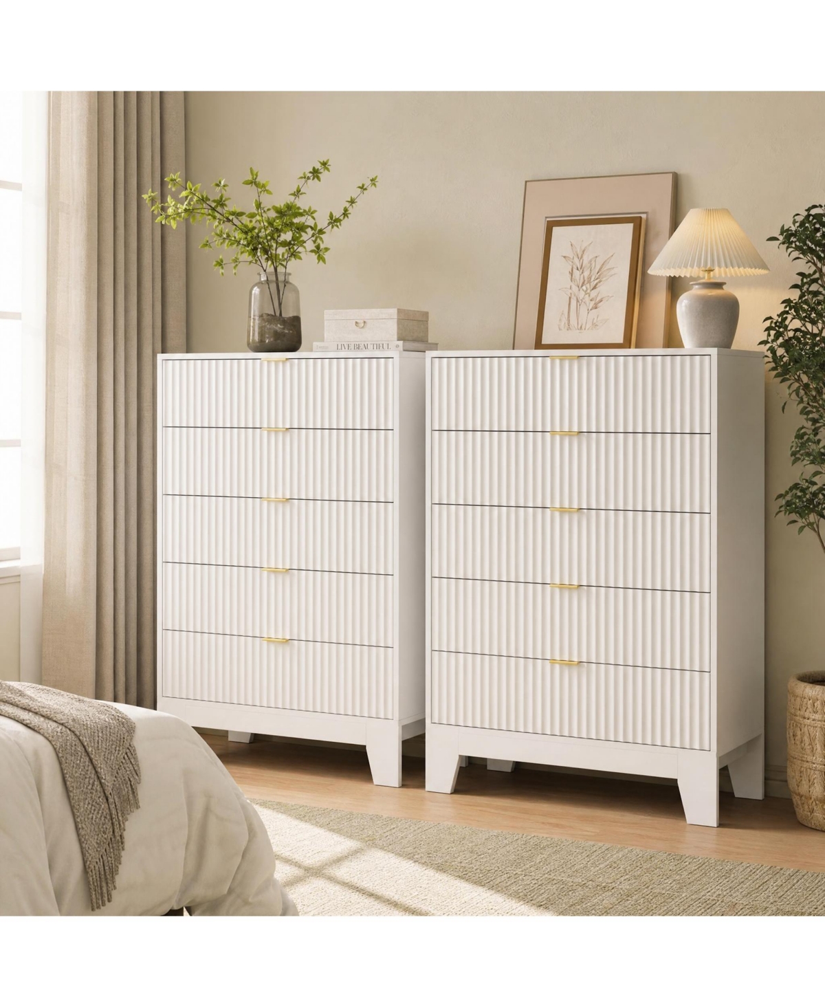 Click here for homfan 2 Set of 5 Drawer Dresser with Wave Pattern... prices
