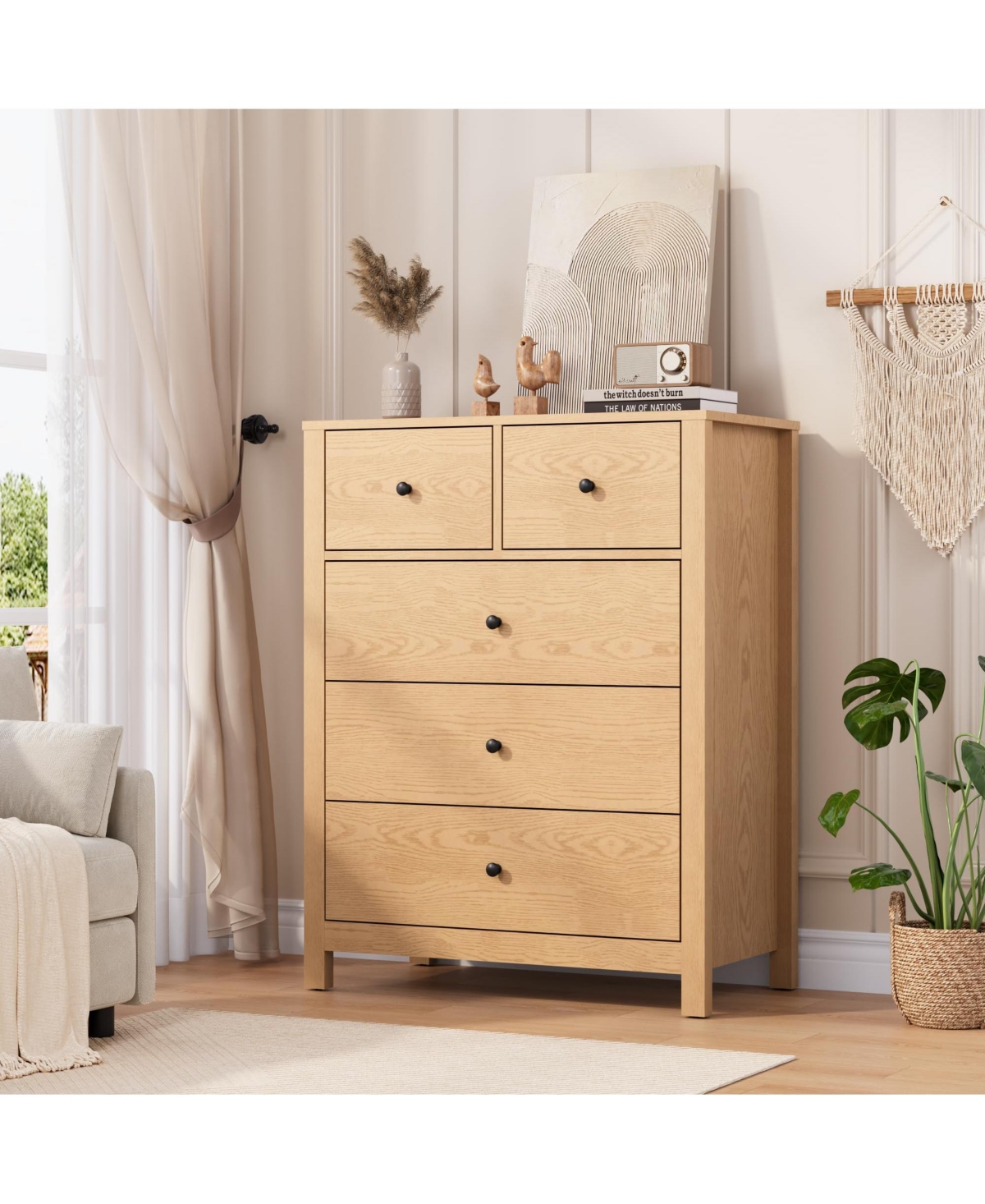 Click here for homfan Modern 5 Drawer Dresser for Bedroom - Tall... prices