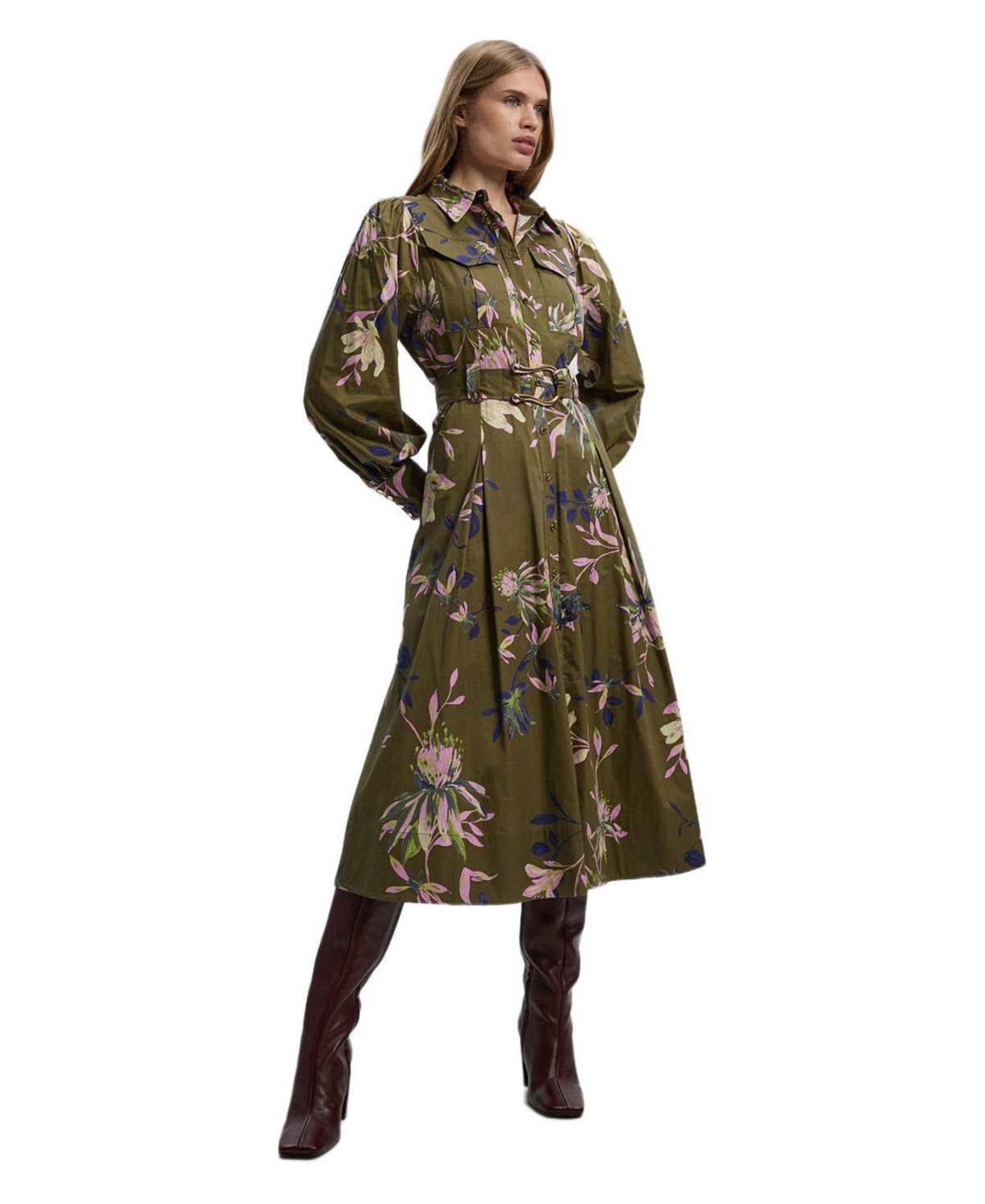 Click here for Karen Millen Womens Floral Cotton Sateen Midi Shir... prices