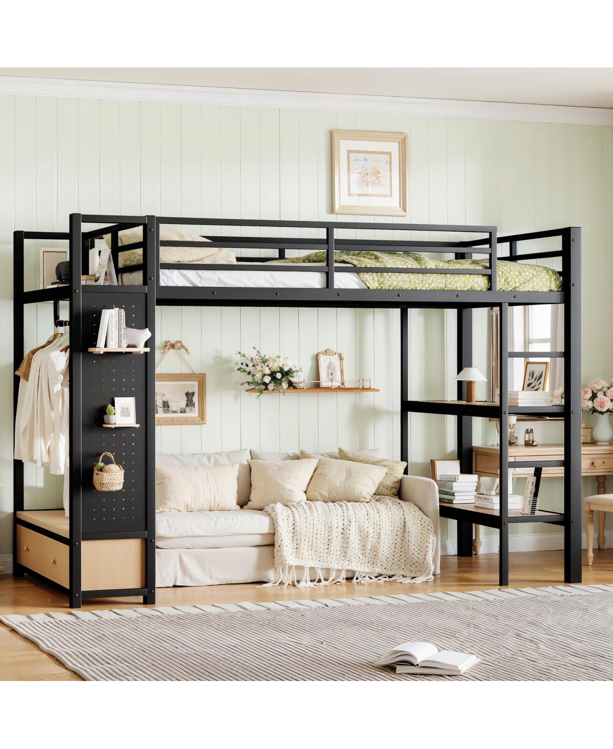 Click here for Streamdale Furniture Metal Loft Bed with Wardrobe... prices
