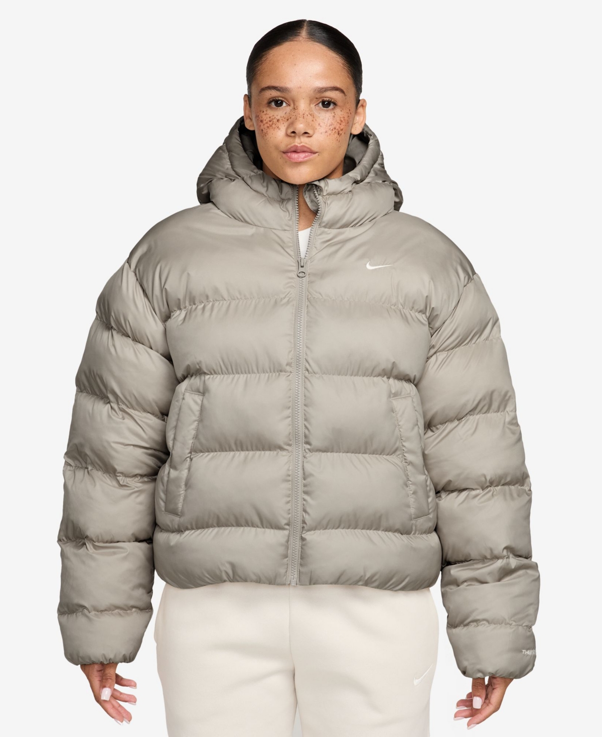 Click here for Nike Womens Hooded Therma-fit Puffer Jacket - Crea... prices