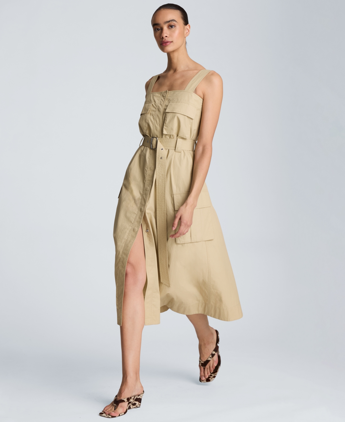 Click here for Kenneth Cole Womens Cotton-Blend Cargo Midi Dress... prices