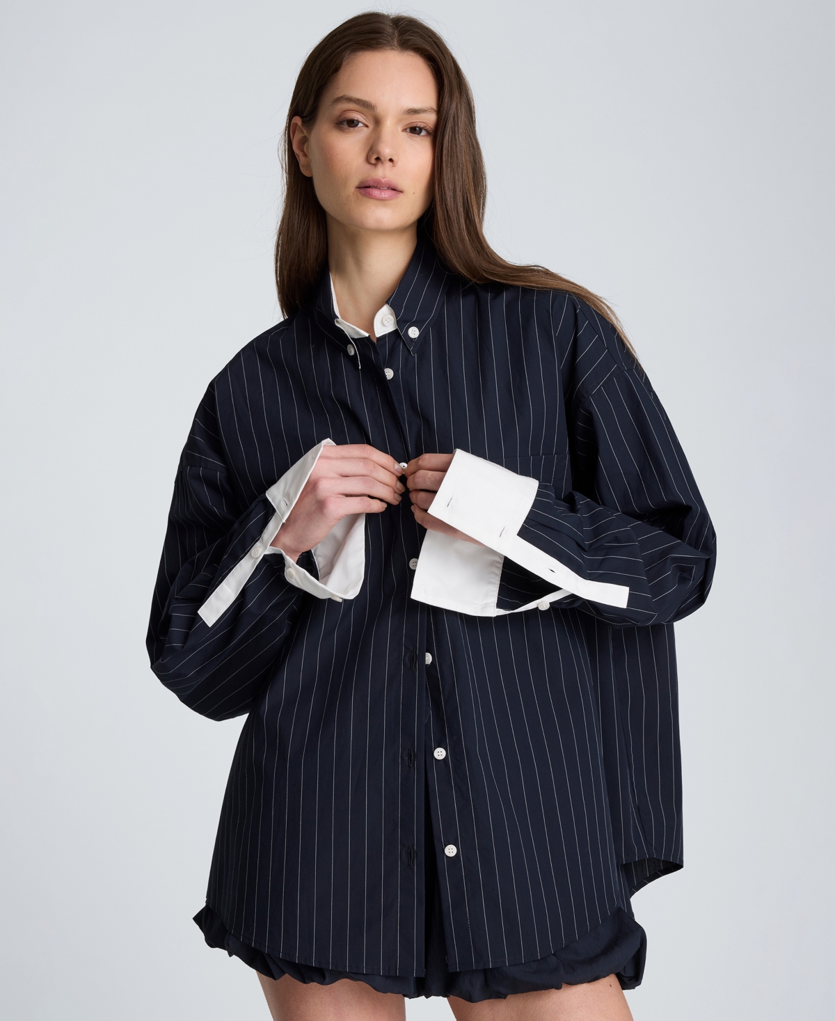 Click here for Kenneth Cole Womens Striped Cotton Poplin Long-Sle... prices