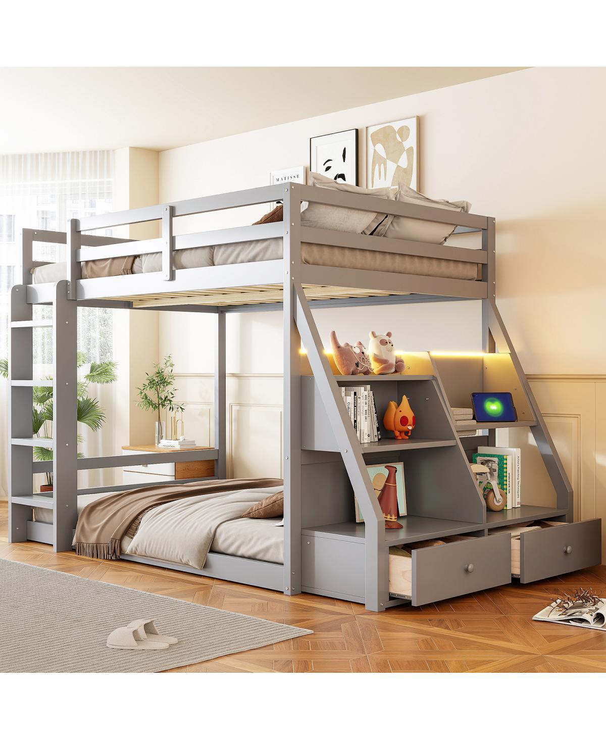 Click here for Streamdale Furniture Full Bunk Bed with Led Lights... prices